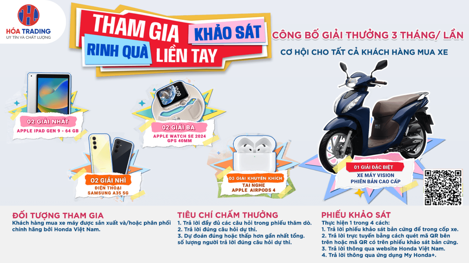 THAM GIA KHẢO SÁT – RINH QUÀ LIỀN TAY | HỆ THỐNG XE MÁY HÓA TRADING CẦN THƠ